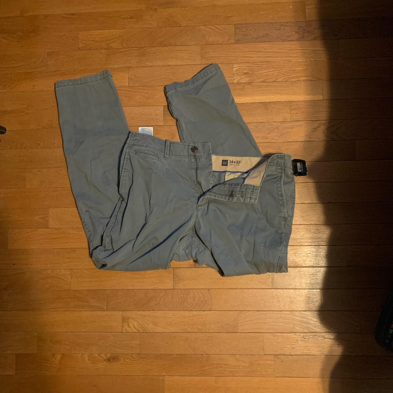 34” x 32” grey gap “lived in” slim jeans - Depop