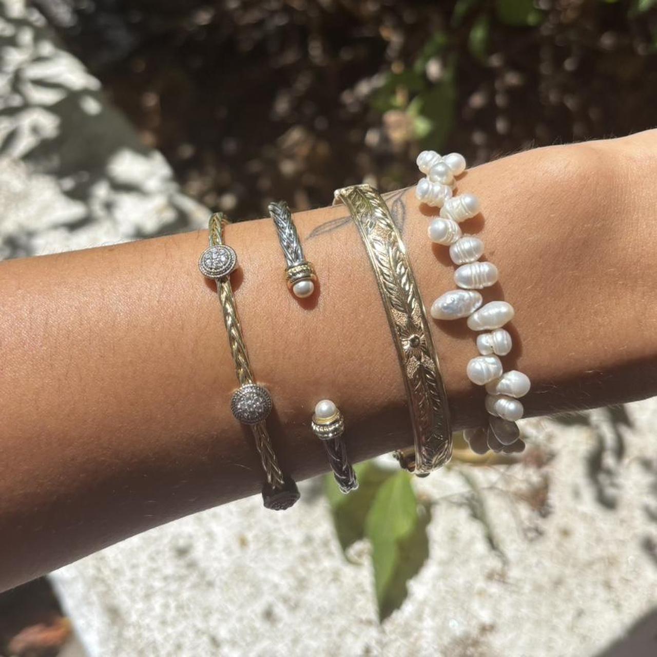 Two piece bracelet stack 2 bracelets- gold and... | Depop