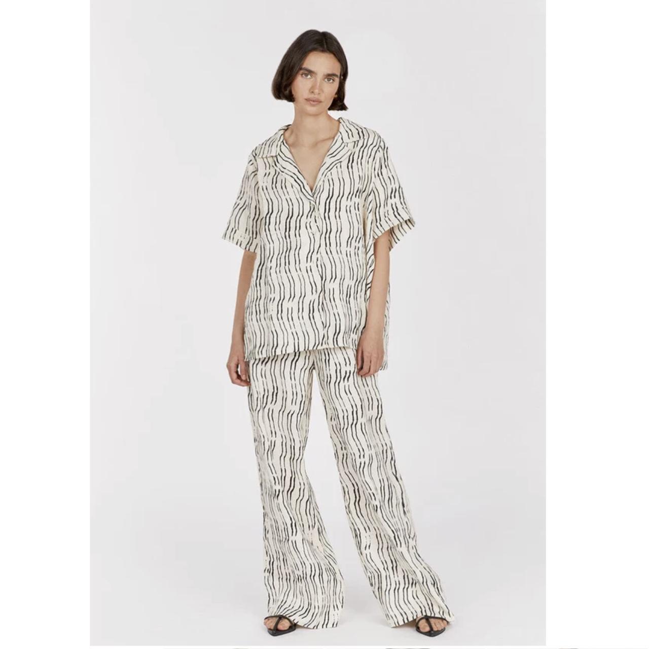 Dissh linen pant and shirt set 🤍 Size 6 set / Pants... - Depop