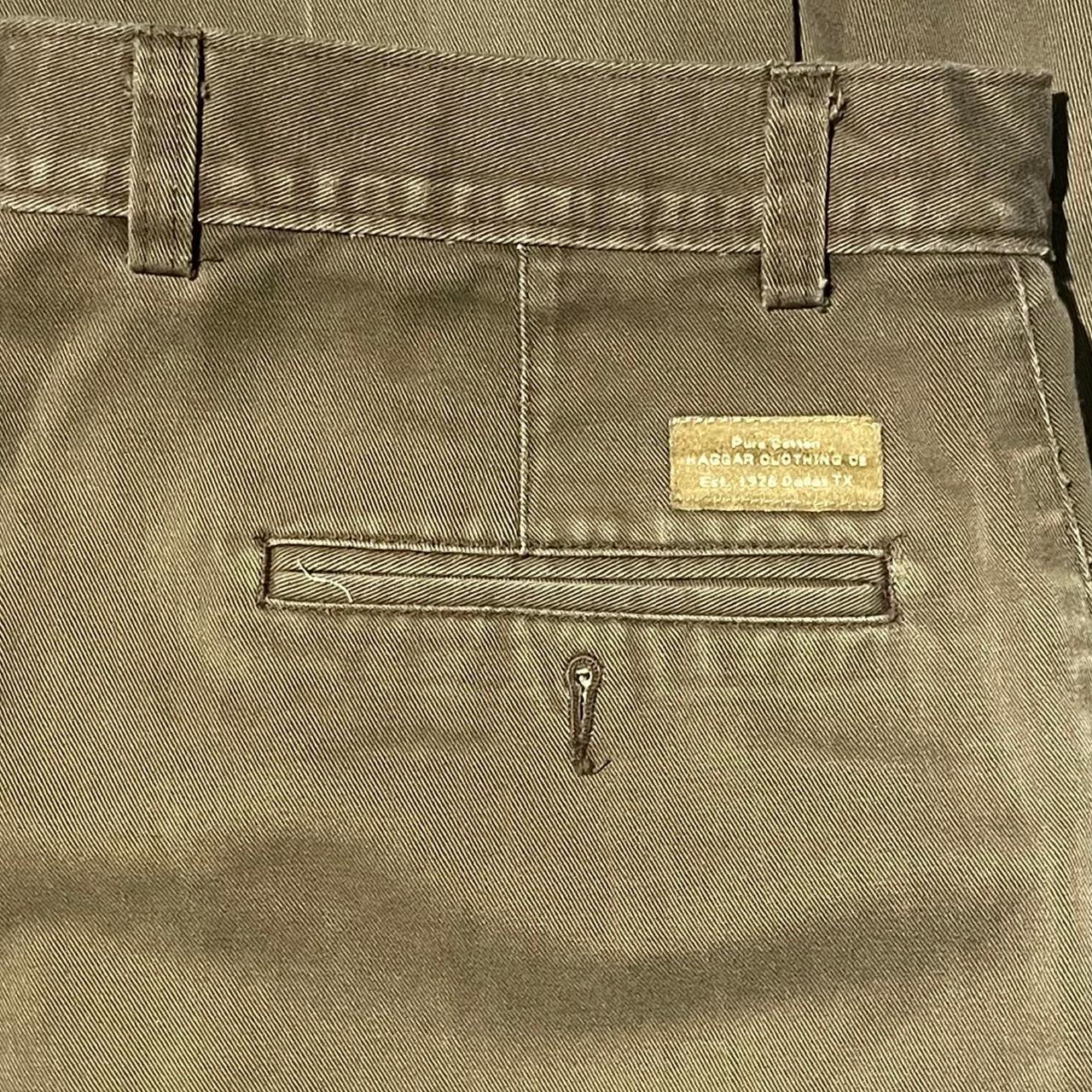 HAGGAR CLOTHING CO. BROWN-GREY SLACKS 36X30 SMALL... - Depop