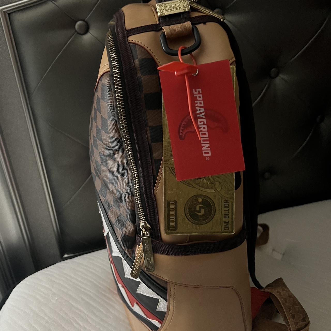 Sprayground Shark In Paris Brown Checkered Monogram... | Depop