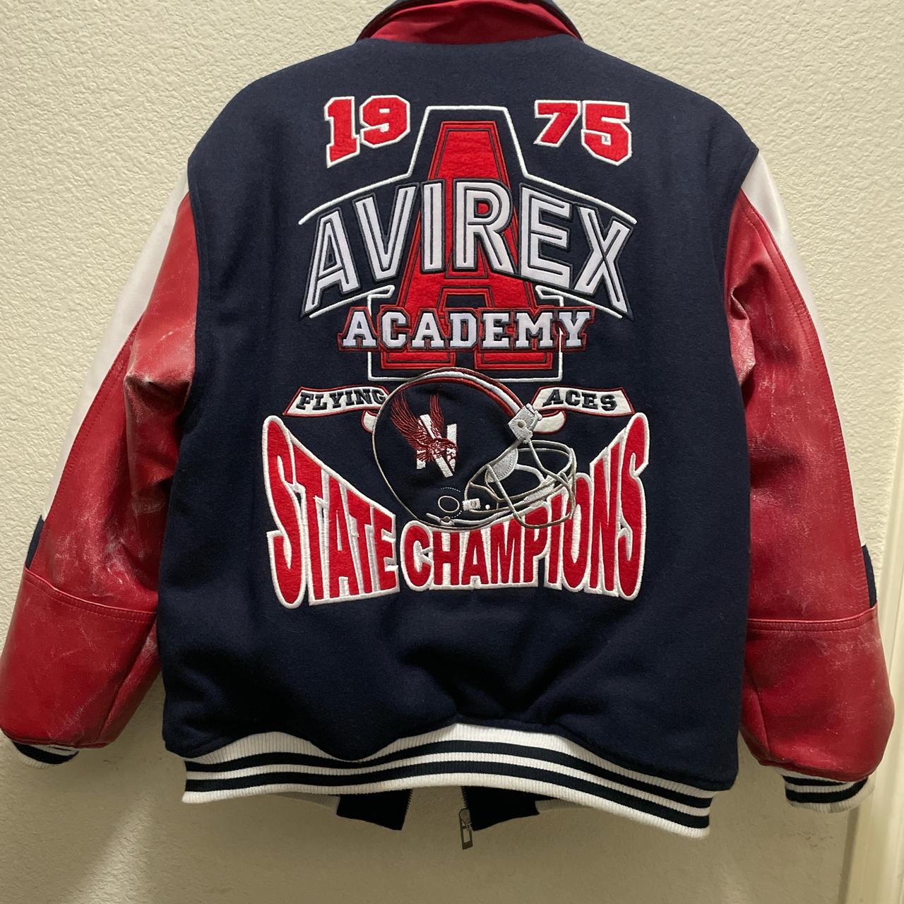 Avirex Academy varsity jacket with leather sleeves... - Depop