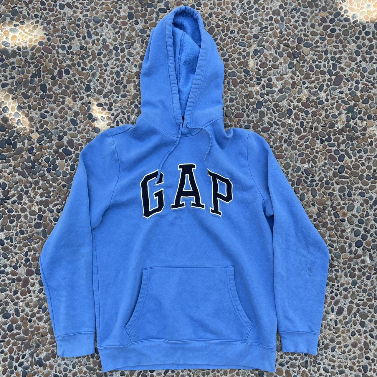 Men’s Light Blue Gap Embroidered Hoodie tagged as... - Depop