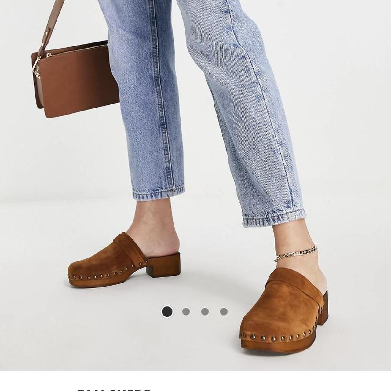 ASOS Tan Suede Clogs Size 4 | Out Of Stock | Worn... | Depop