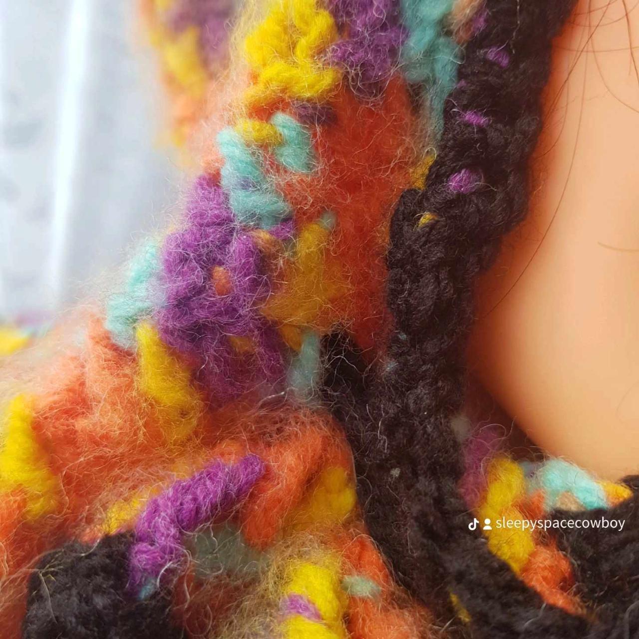 Super cute Handmade crochet jester hood with little... - Depop