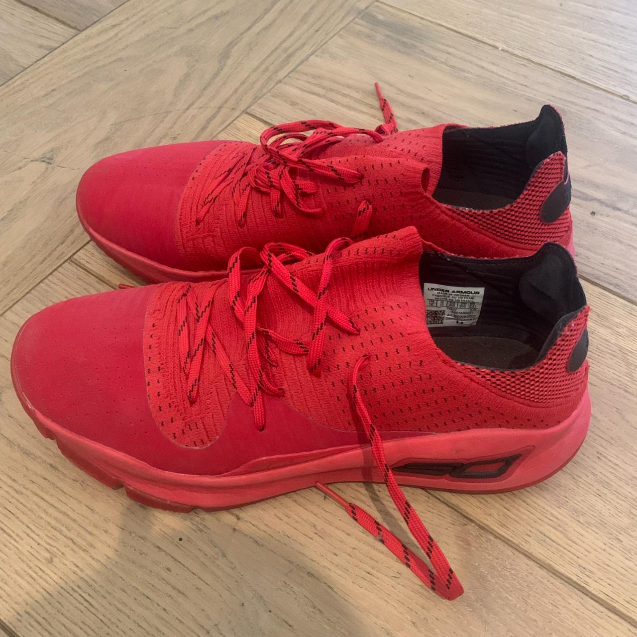 Red Under Armour trainers size 46 - Depop