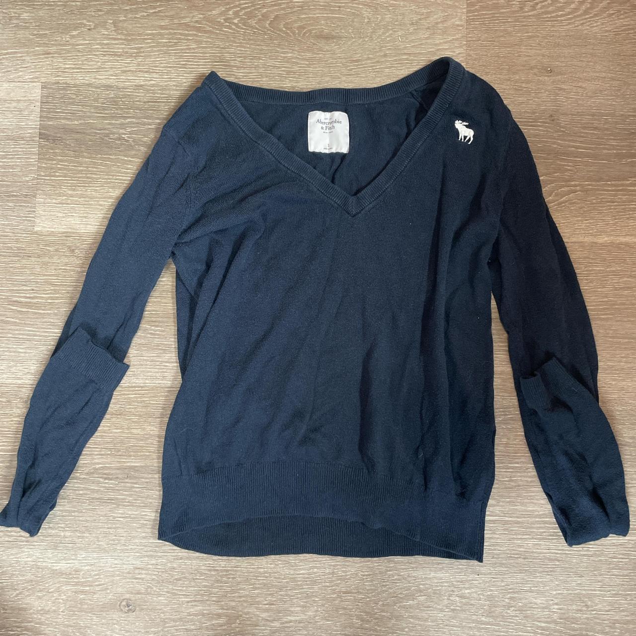 Abercrombie & Fitch - navy blue, long sleeved, v... - Depop