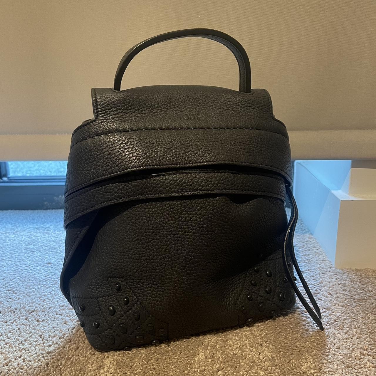 Tods Black Leather Backpack with dust bag size: 9 in... - Depop