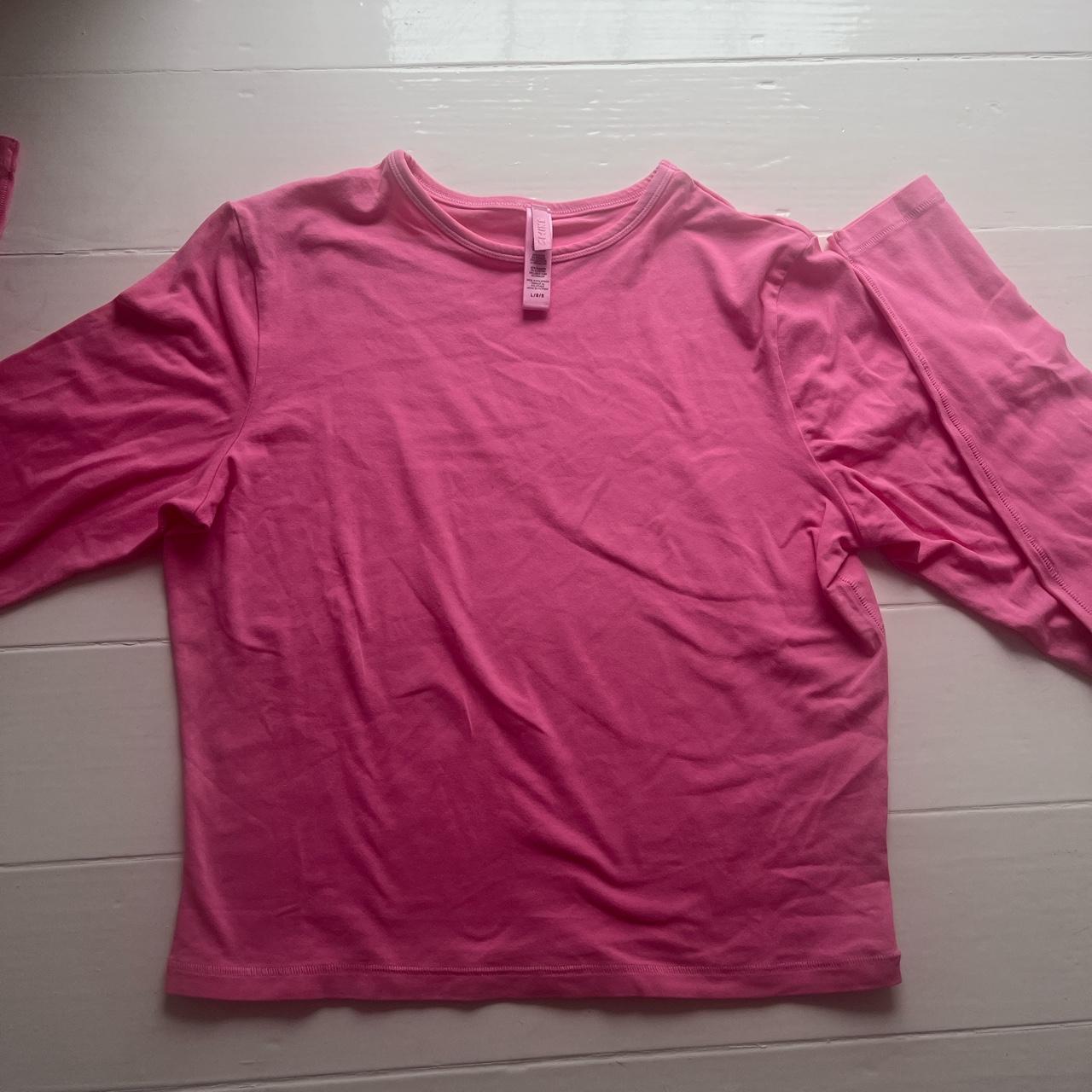 SKIMS pink bubblegum long sleeve vintage tee... - Depop