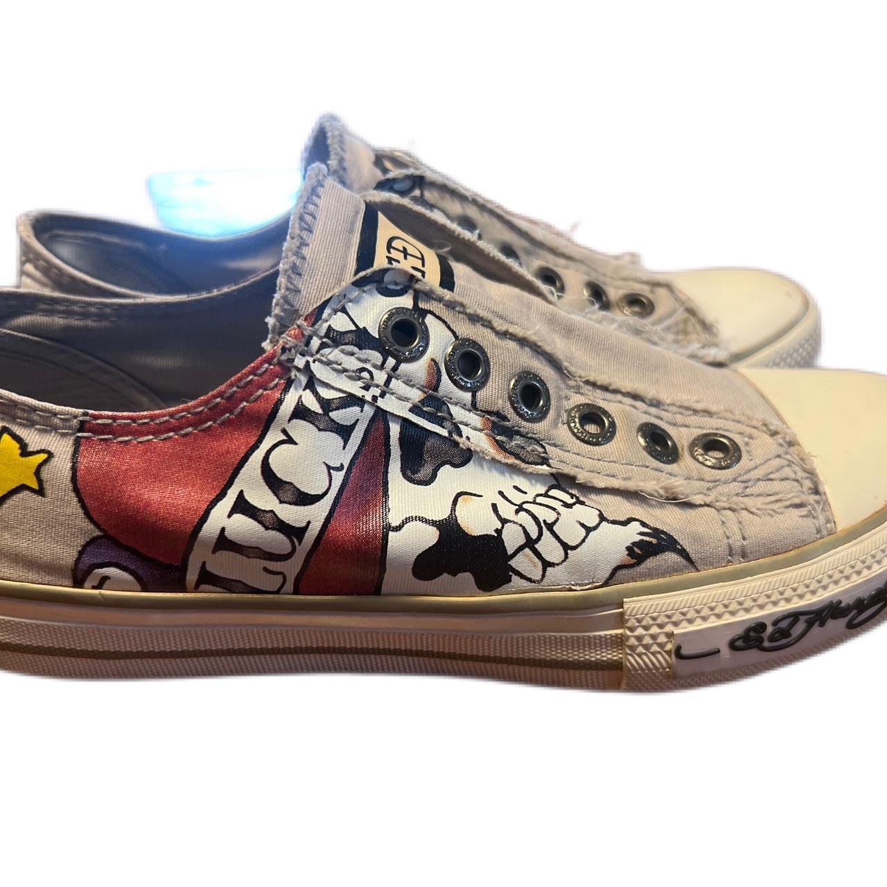 Ed Hardy Size 6 Laceless Skull Design Shoes - Depop