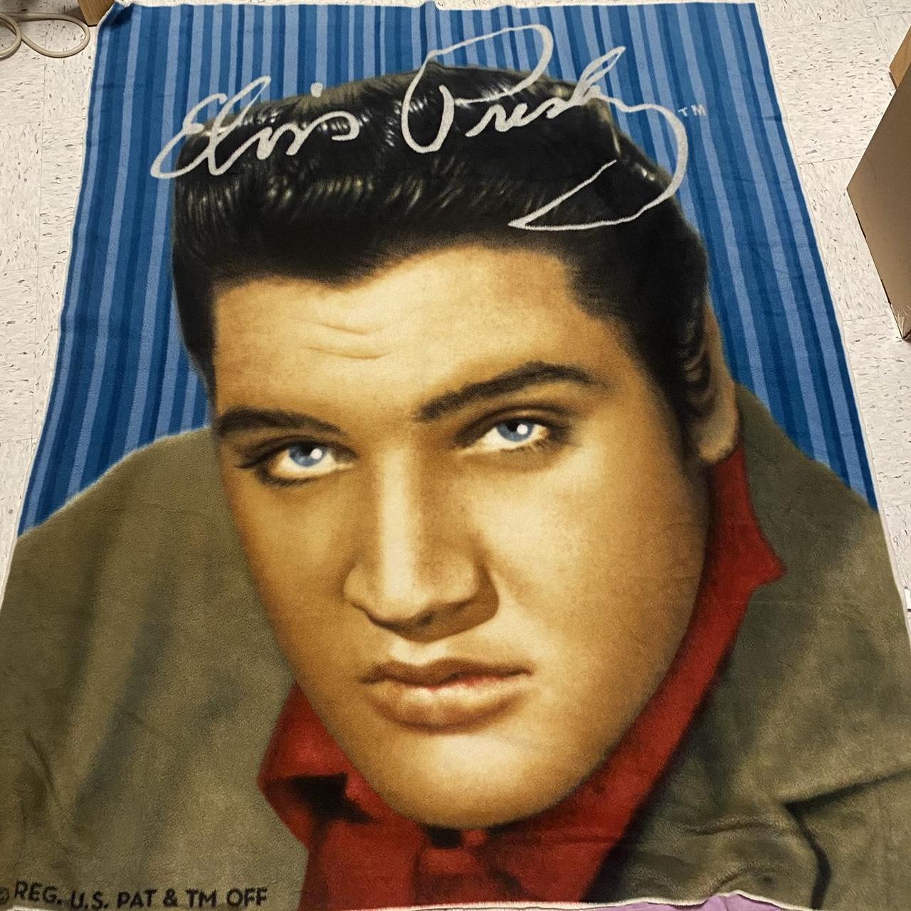 Elvis Presley blue and red throw blanket Excellent... - Depop