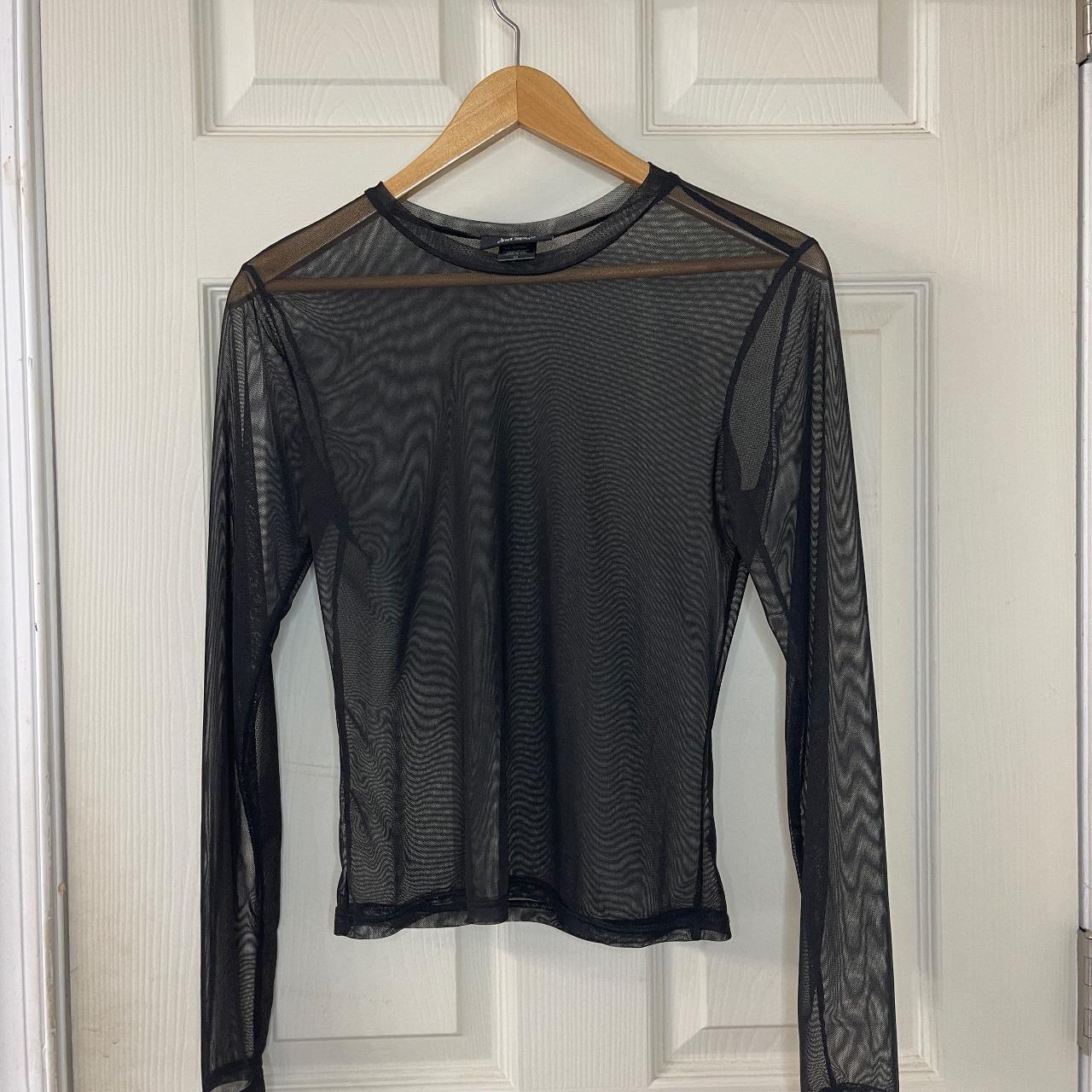 Mesh black long sleeve shirt. looks cute if you knot... - Depop