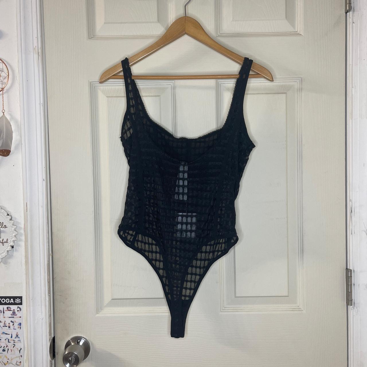 black mesh grid pattern lingerie body suit - Depop