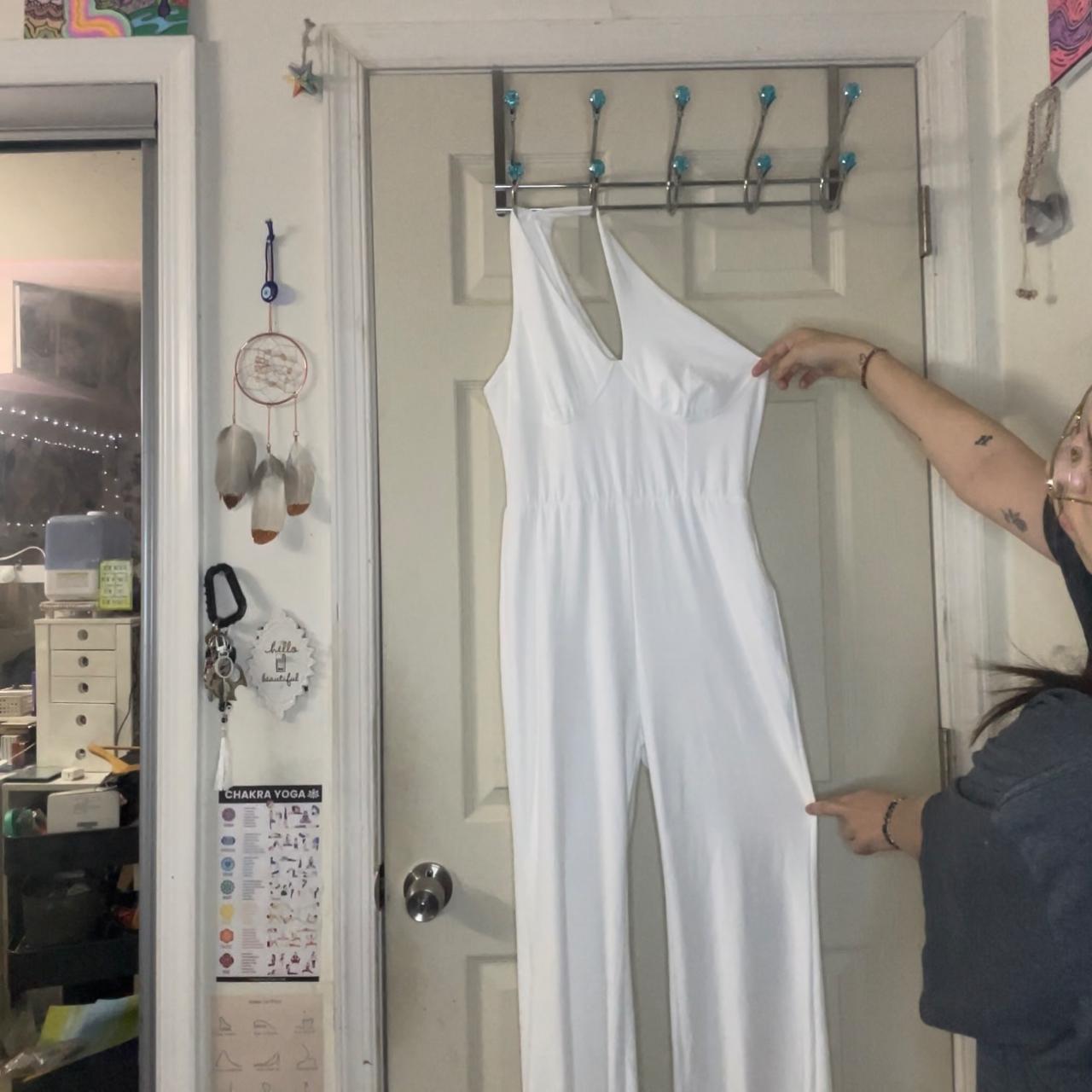 one shoulder all white jumpsuit - Depop