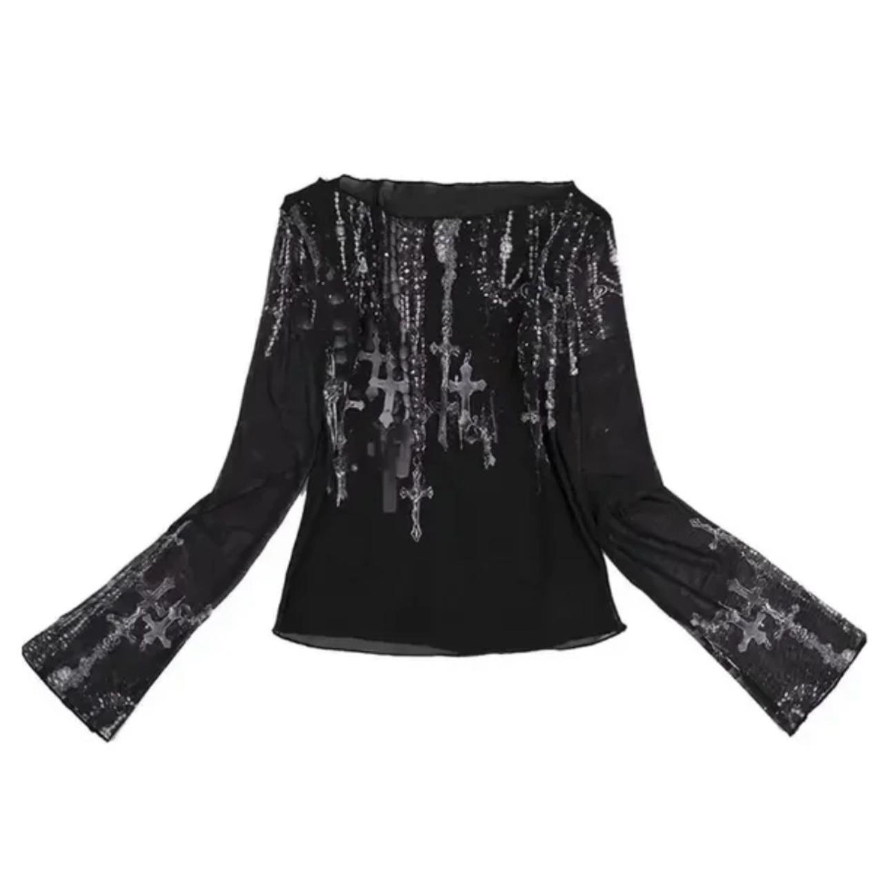 Gothic Goth Black Mesh Tops Women Grunge Aesthetic Depop