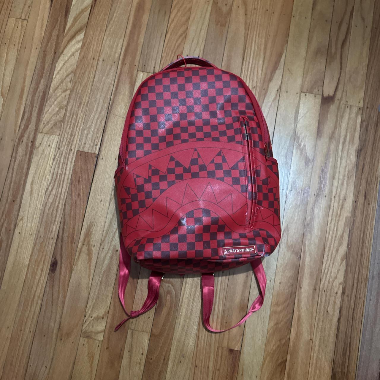 Red Checkered Sprayground Backpack Minor signs of... - Depop