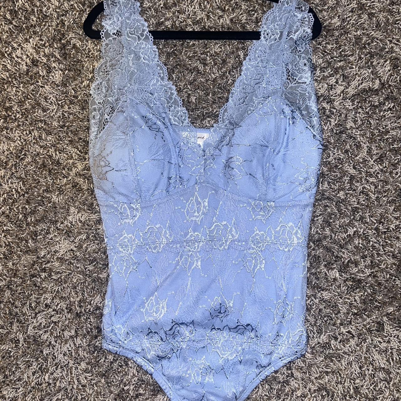 Baby Blue Lace Bodysuit! 🦋 Revamped Size [M] - Depop