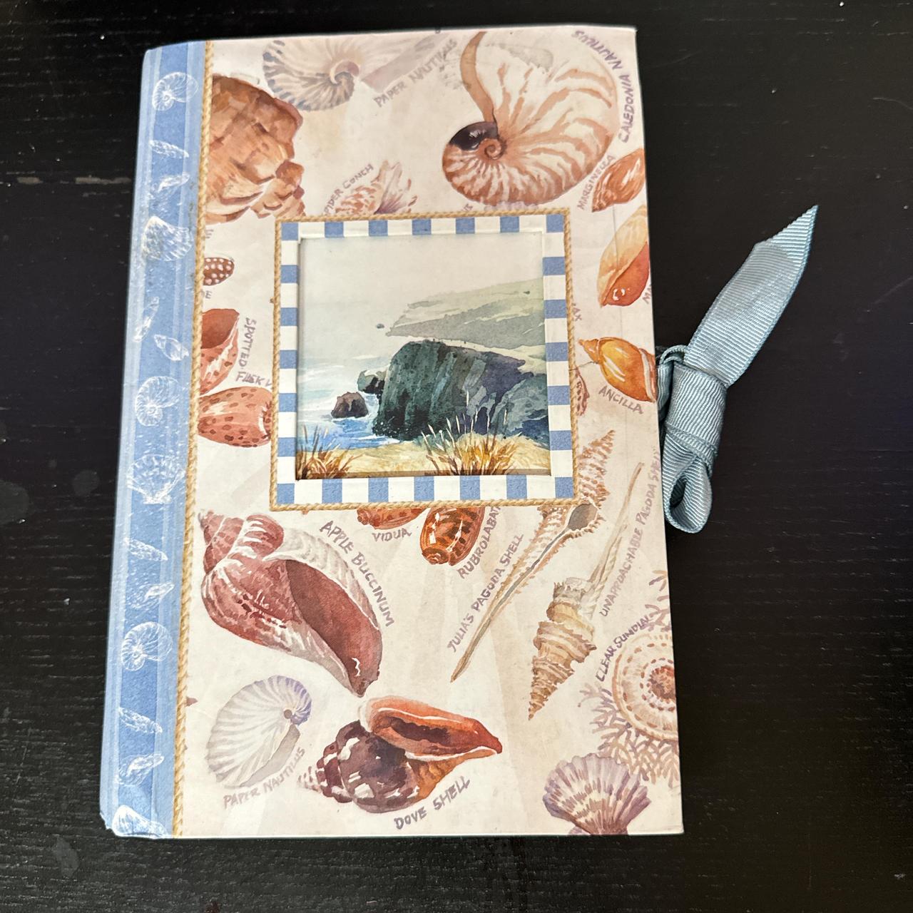 Blue and white seashell journal (thrifted) I never... - Depop