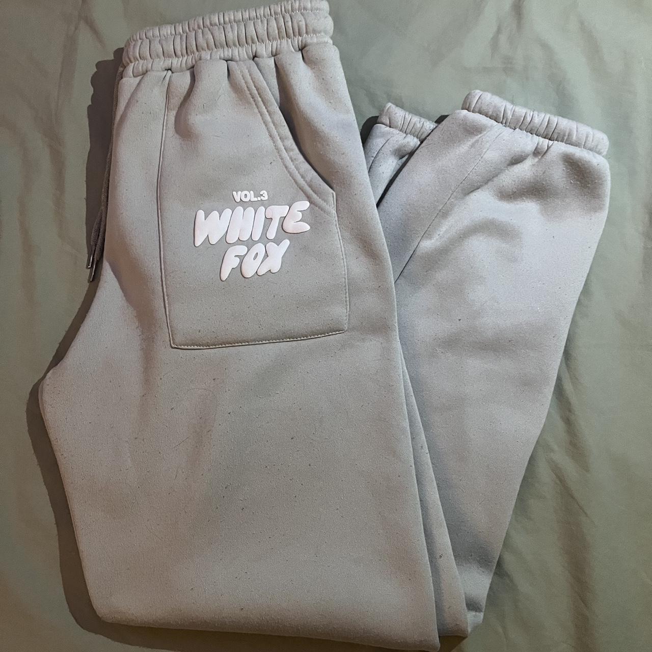 Light grey white fox tracksuit/ joggers/ sweatpants... - Depop