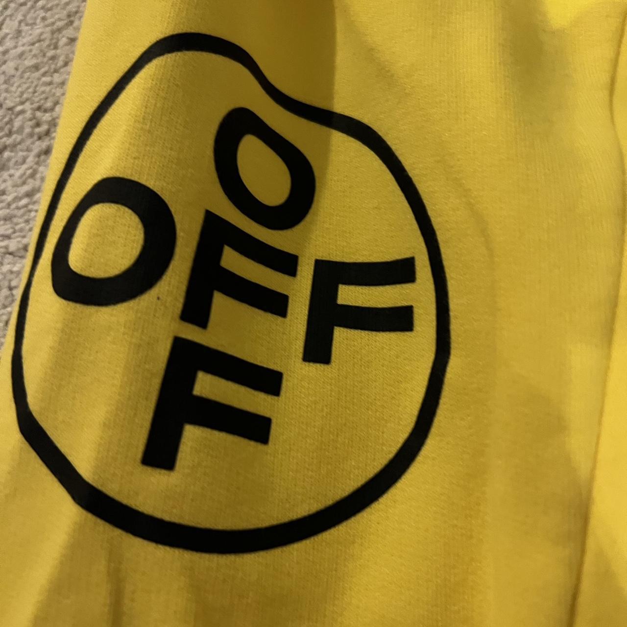 Off white yellow trackies perfect condition size M - Depop