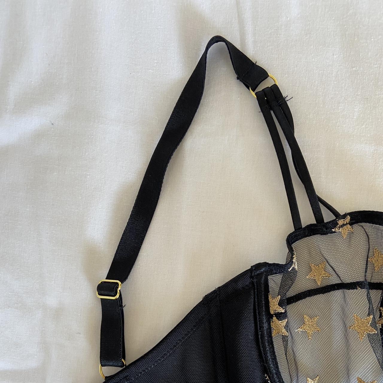 Sheer black gold star balconette bra! ⭐️ ASOS design... - Depop