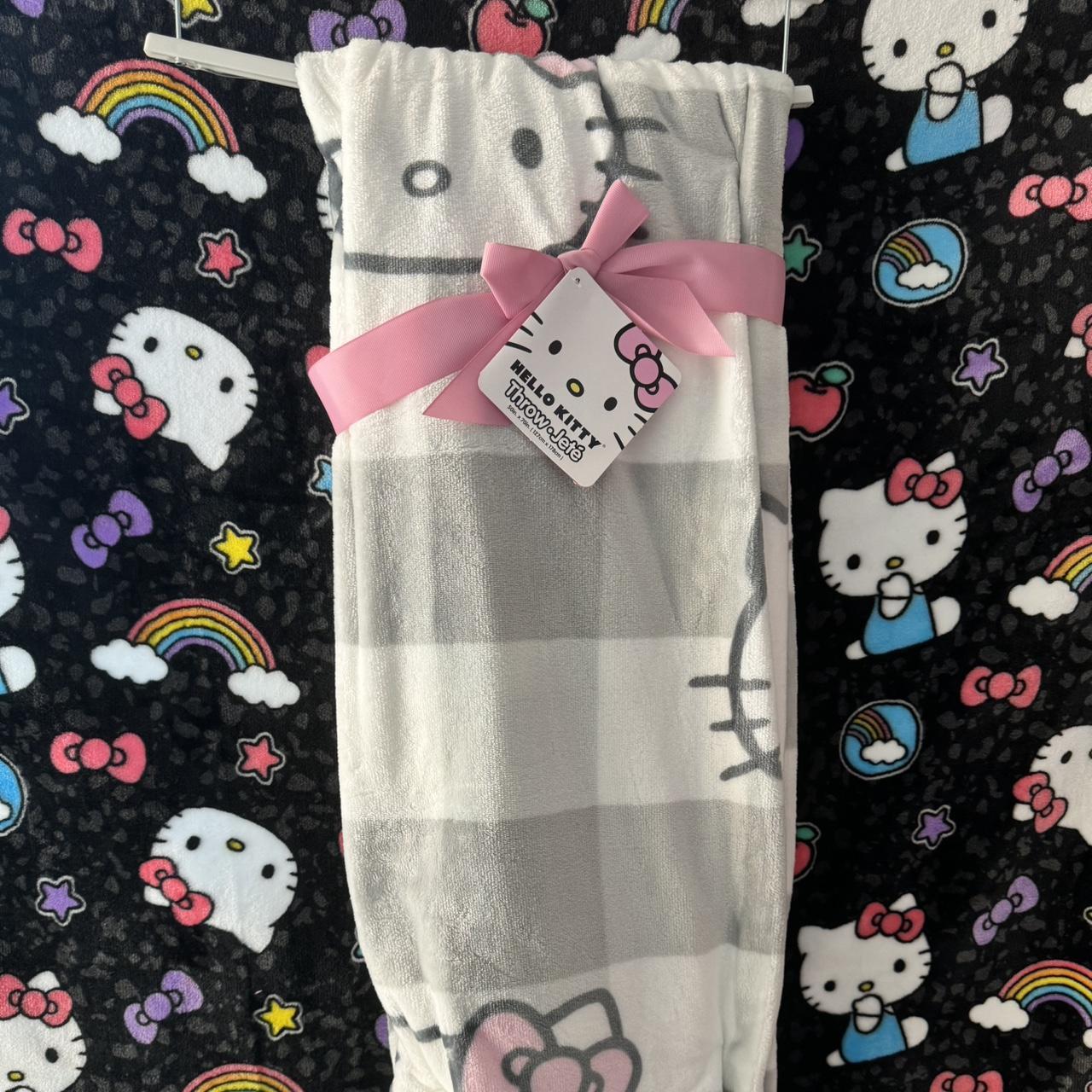 Grey plaid hello kitty blanket Brand new with... | Depop
