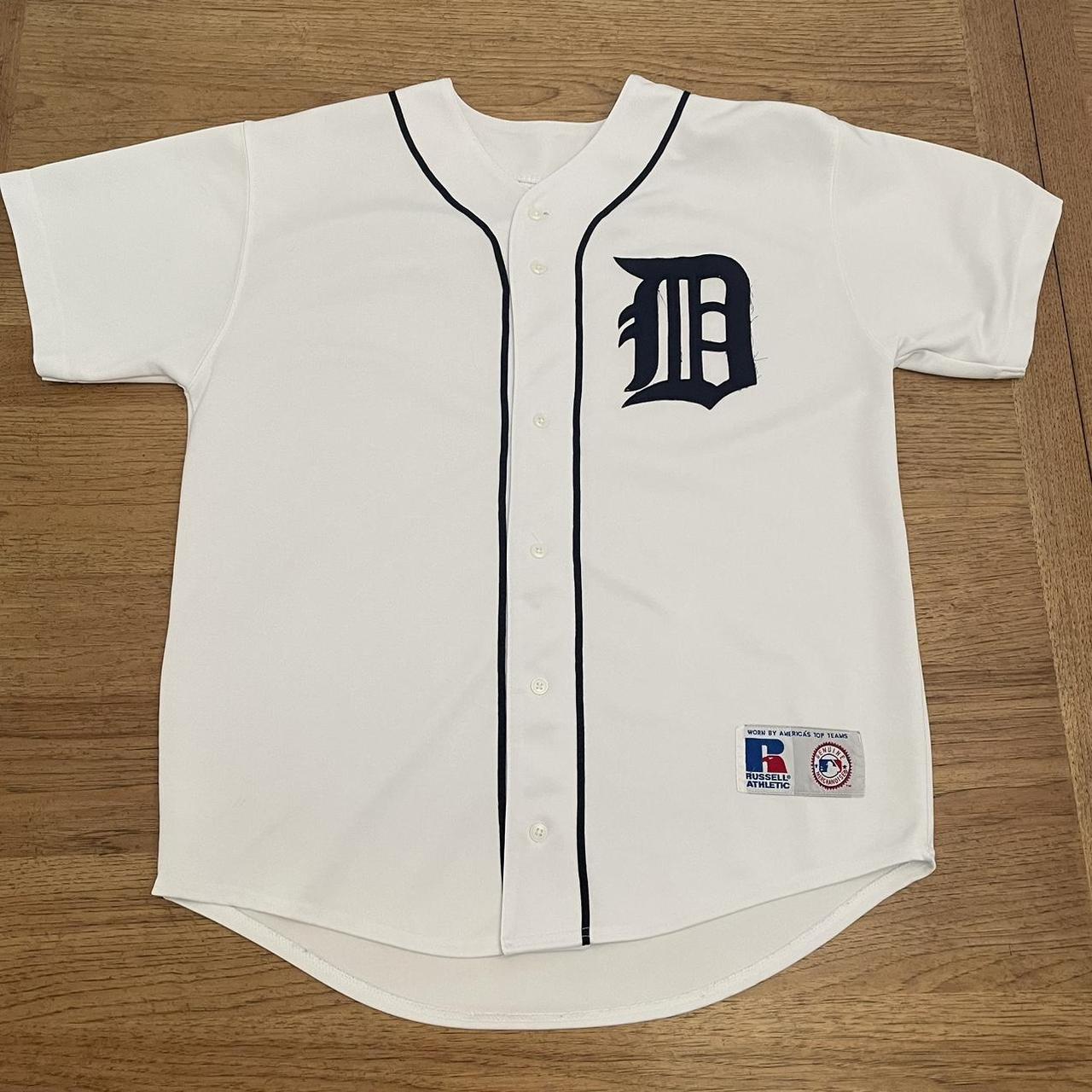 Vintage Russell MLB Detroit Tigers White Home Jersey... - Depop