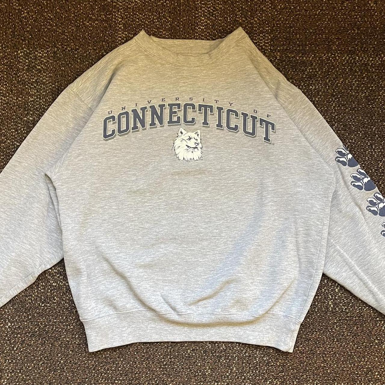 Vintage UCONN Sweatshirt Grey Connecticut Jansport... | Depop