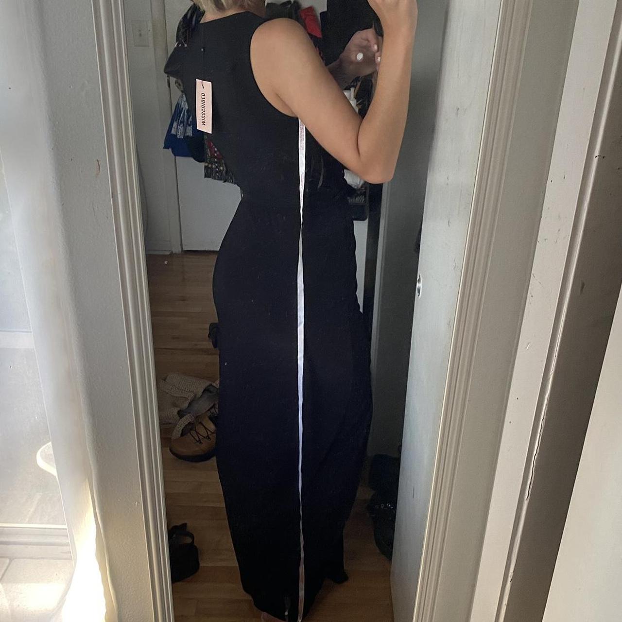 Missguided black maxi dress deep v neck with leg... - Depop