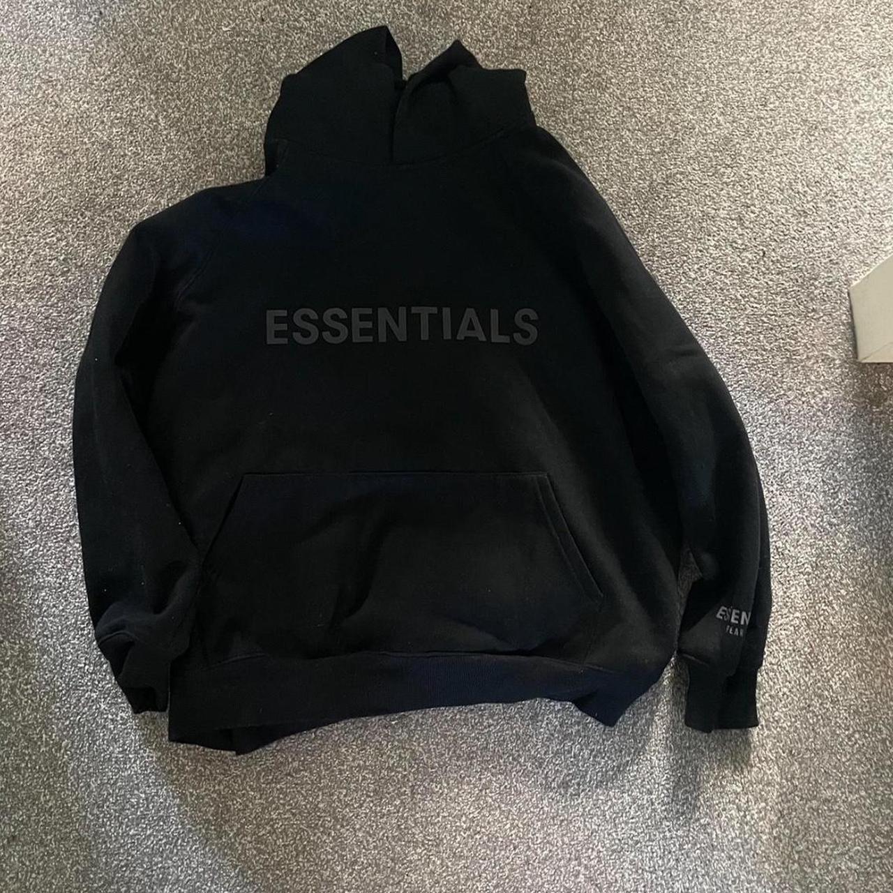 Black essentials hoodie brand new only selling... - Depop