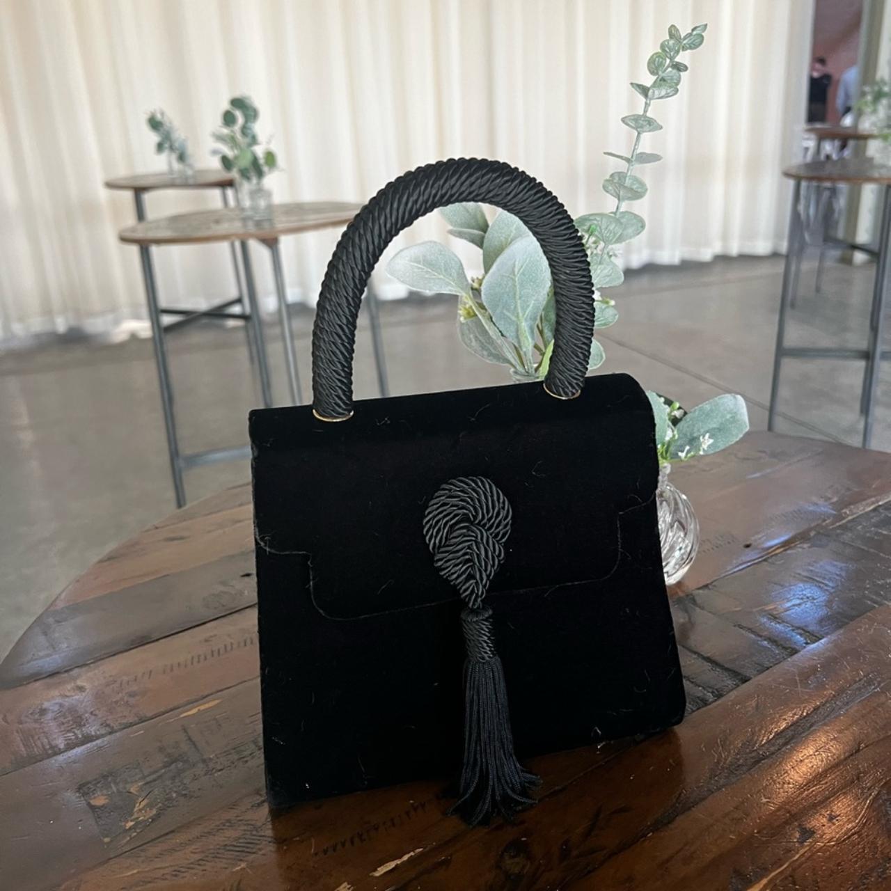 Black velvet purse perfect for a night out or... - Depop