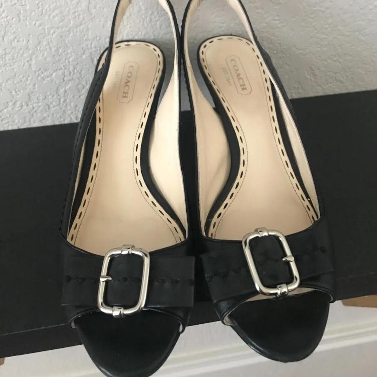 GENTLY USED - Coach Miranda Open Toe Slingbacks -... - Depop