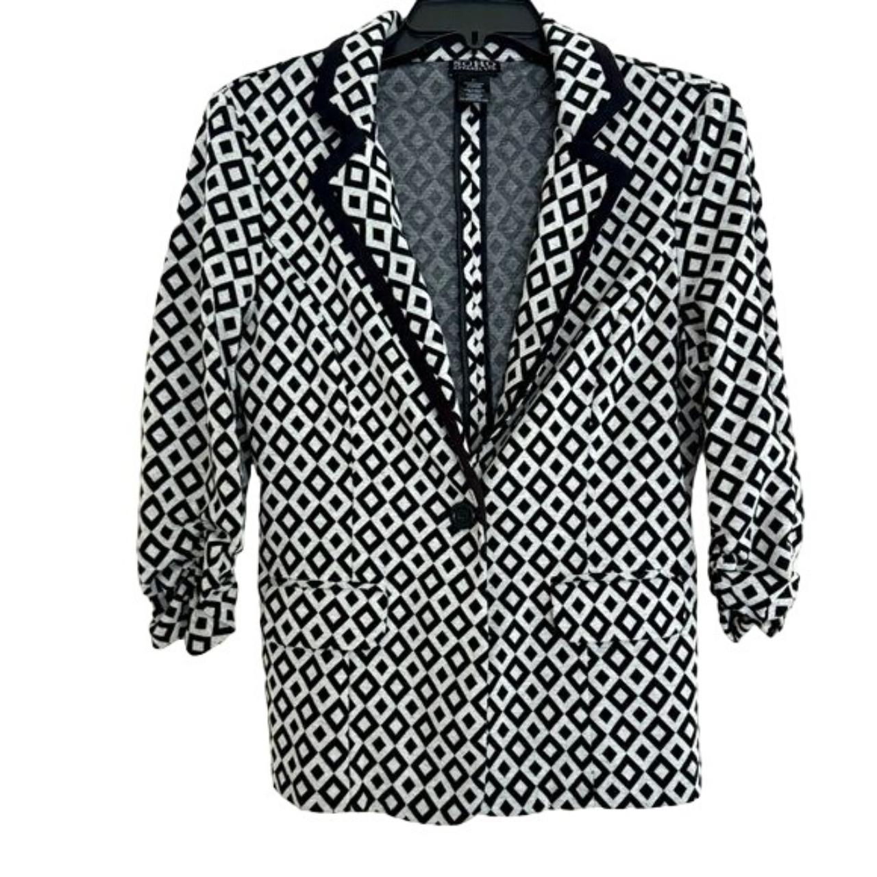 Soho black/ white Blazer w/ 3/4 ruched sleeve and... - Depop