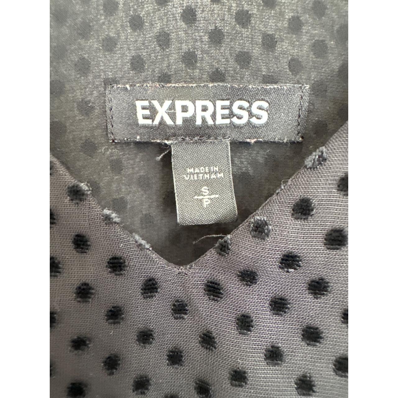 Express v neck black on black polka dot tank top... - Depop