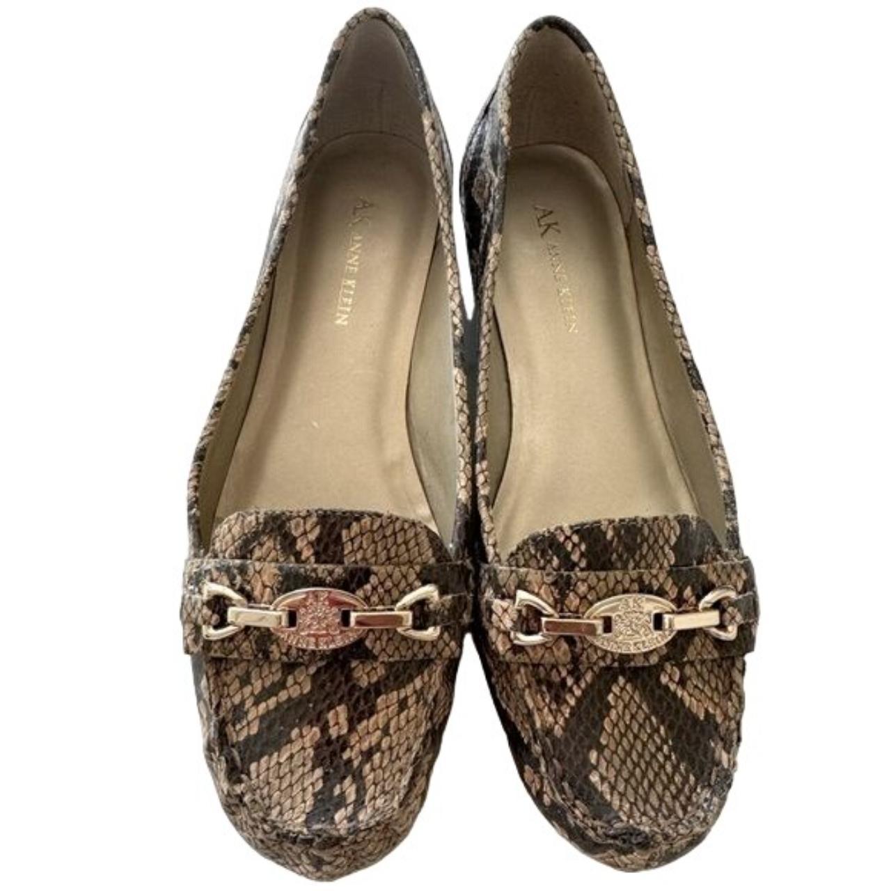 Anne Klein Flex Leather Loafers -snake skin... - Depop