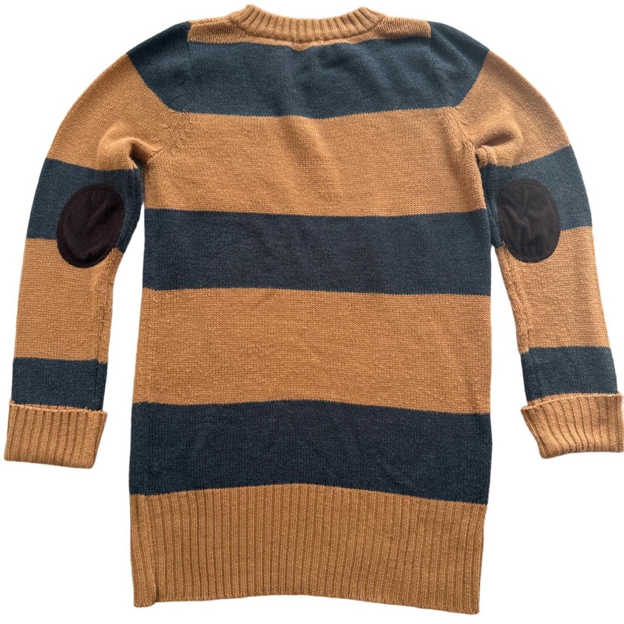 Grey and Tan bold stripe 2x2 ribbed bottom hem and... - Depop