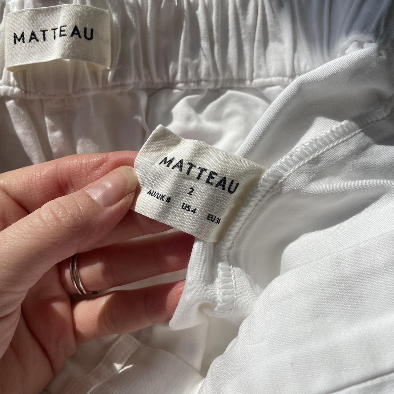MATTEAU wide leg white pants. Elasticised at the... - Depop