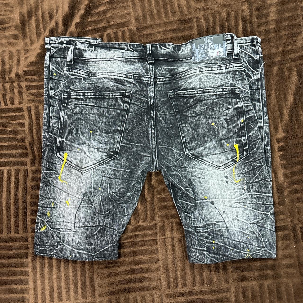 Denim city jeans Black with yellow ripped jeans - Depop