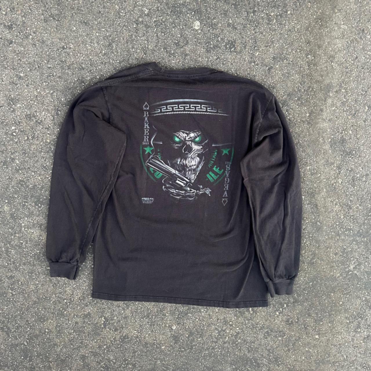 Y2k Skull Longsleeve size medium good condition,... | Depop