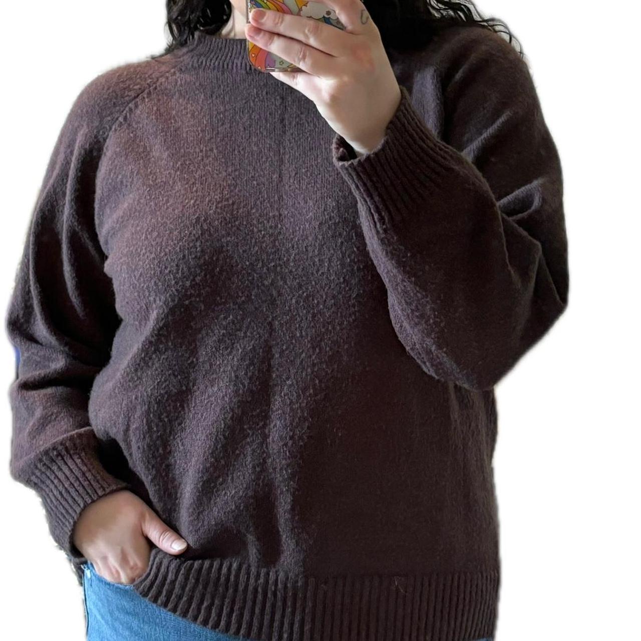 Brown knit sweater oversized size L - Depop