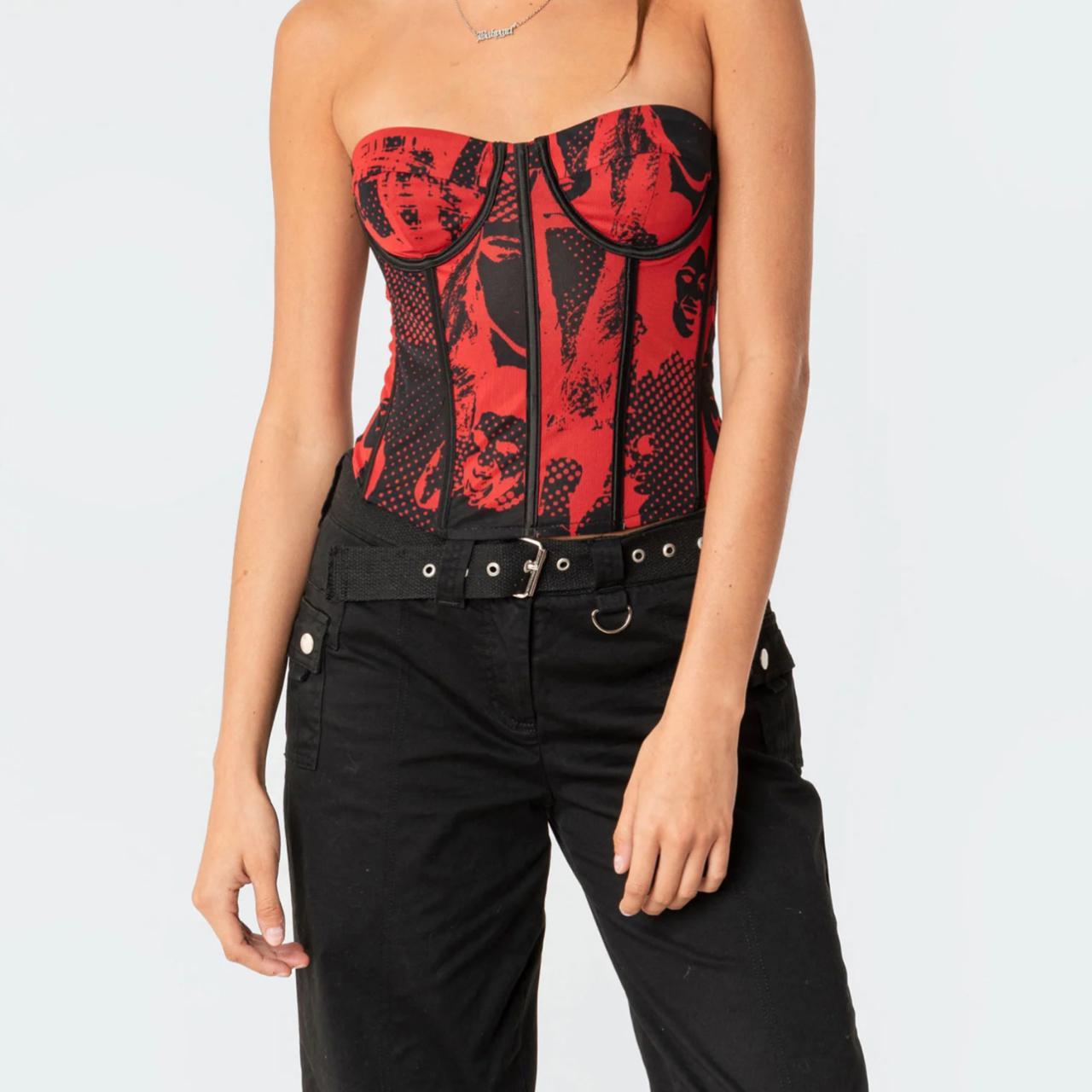 Edikted Set! red & black, corset and skirt set! both... - Depop