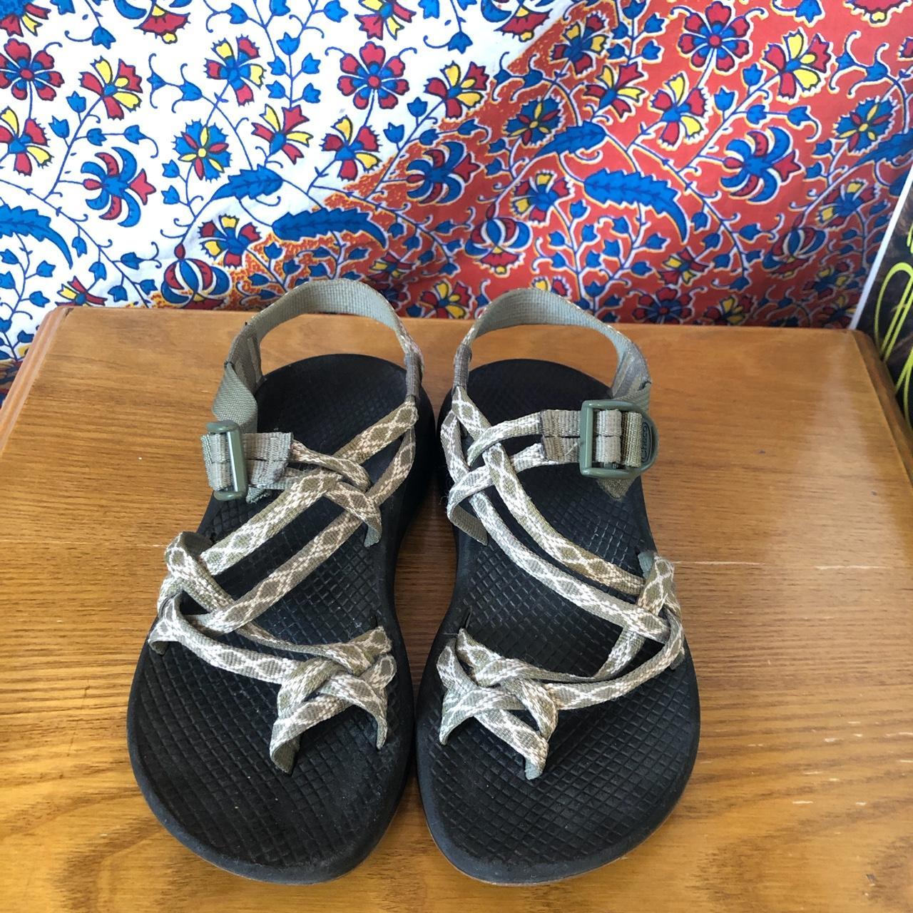 Chaco Women's Green and White Sandals | Depop