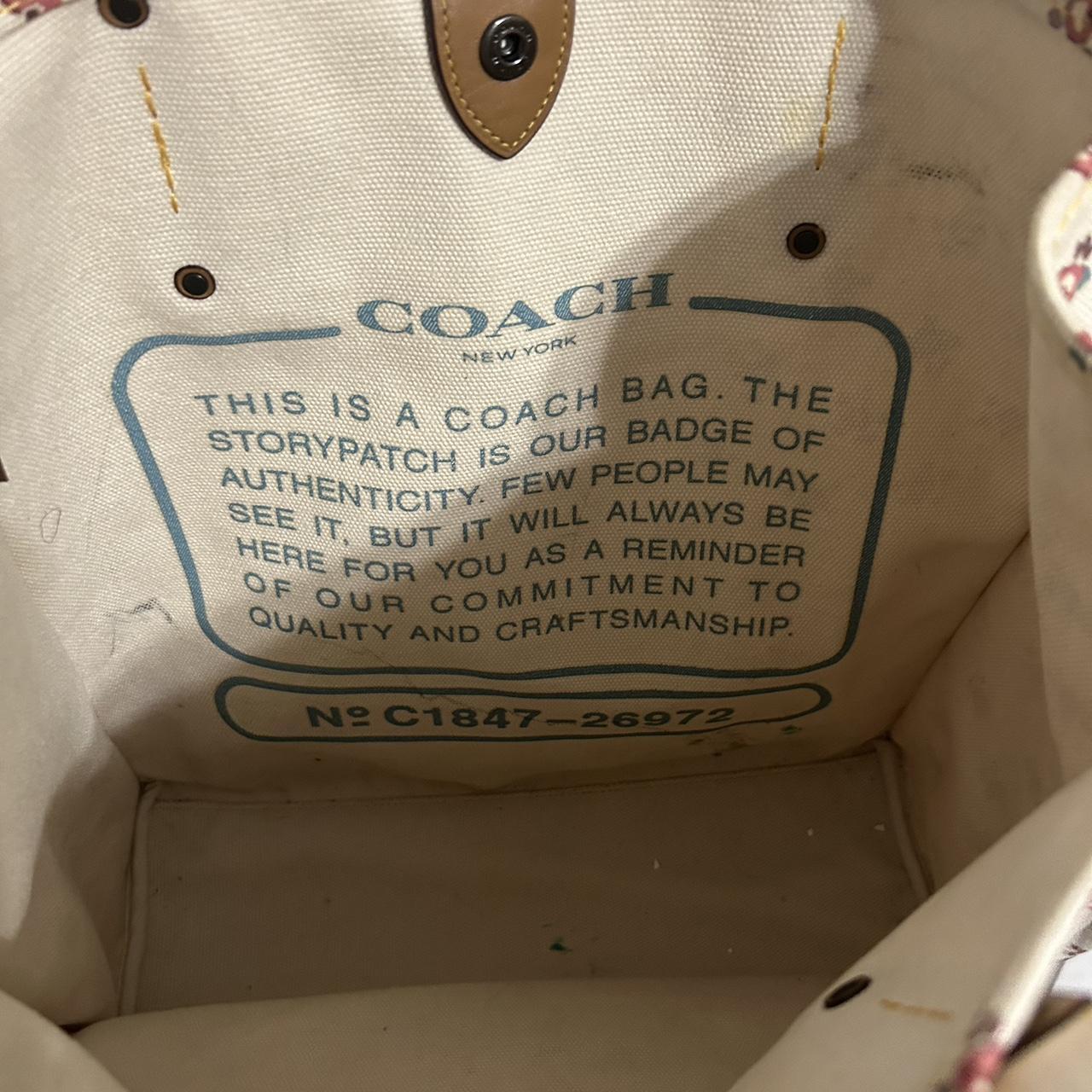 Cream Coach floral leatherwear bag - Depop