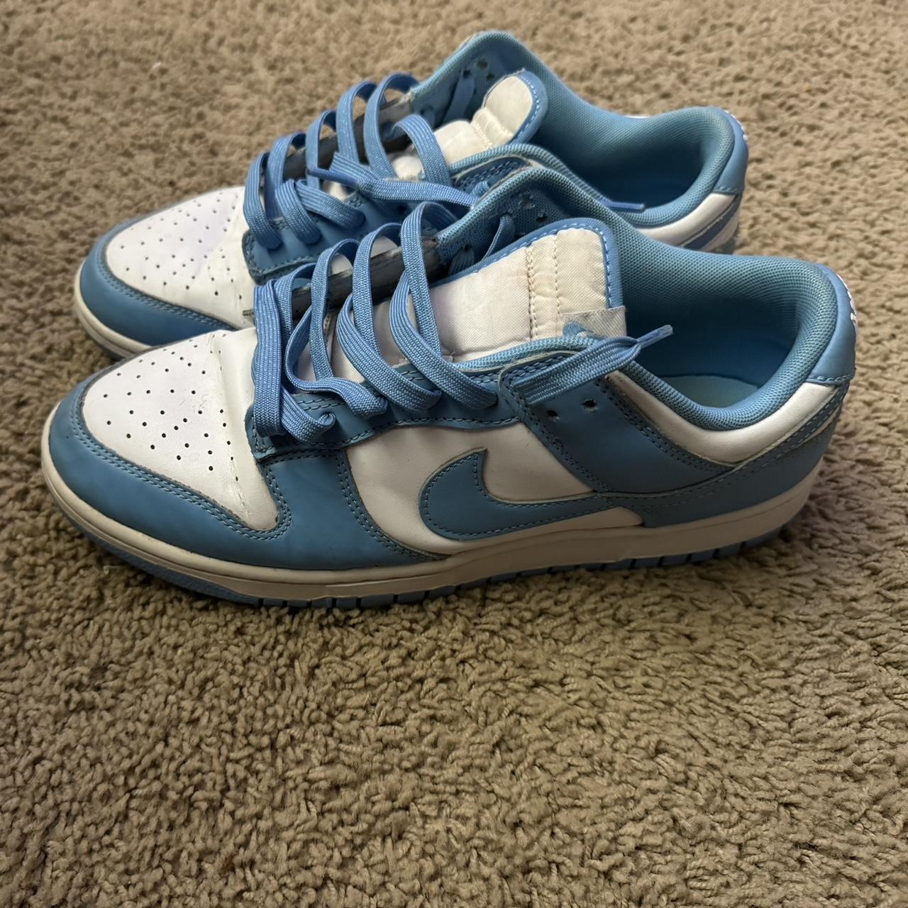 Nike Dunk Low UNC blue and white trainers - Depop
