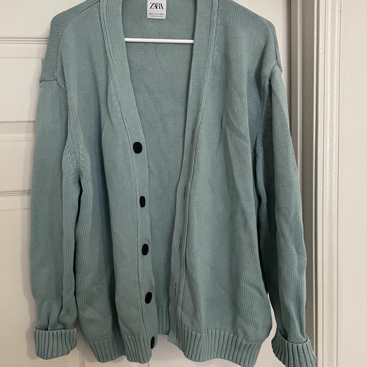 zara men's blue cotton cardigan. i wore it as an... - Depop