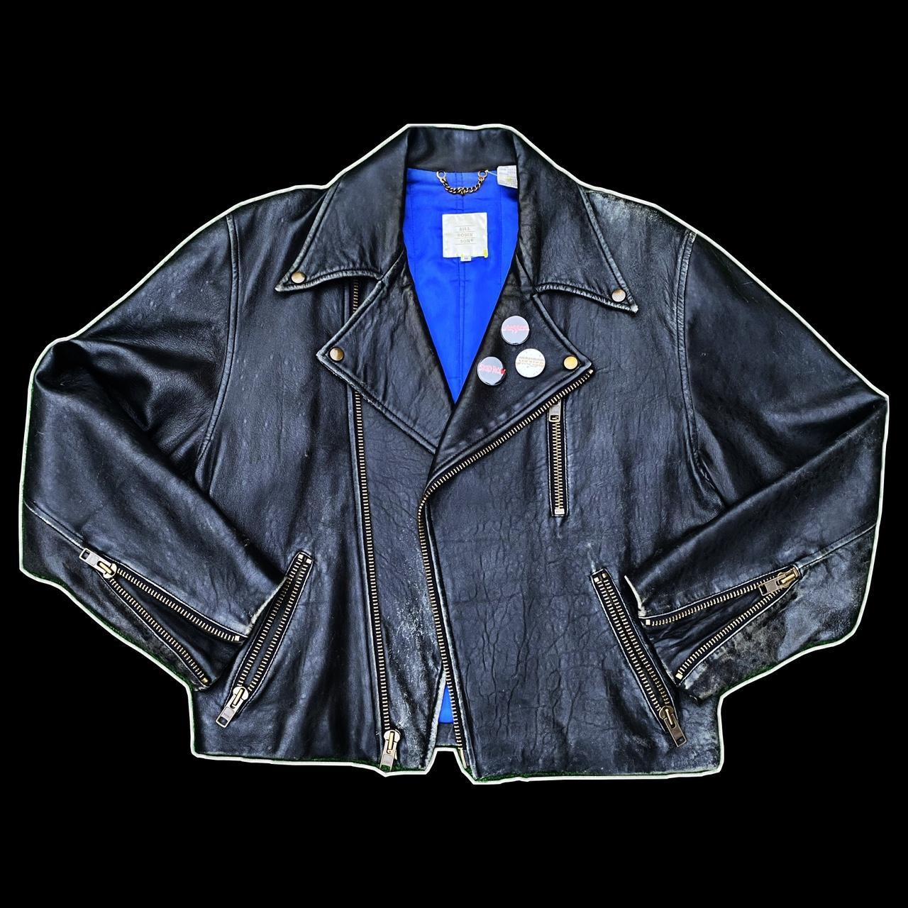 Vintage 80s Crazy Heavy Leather Biker Metal Jacket... - Depop