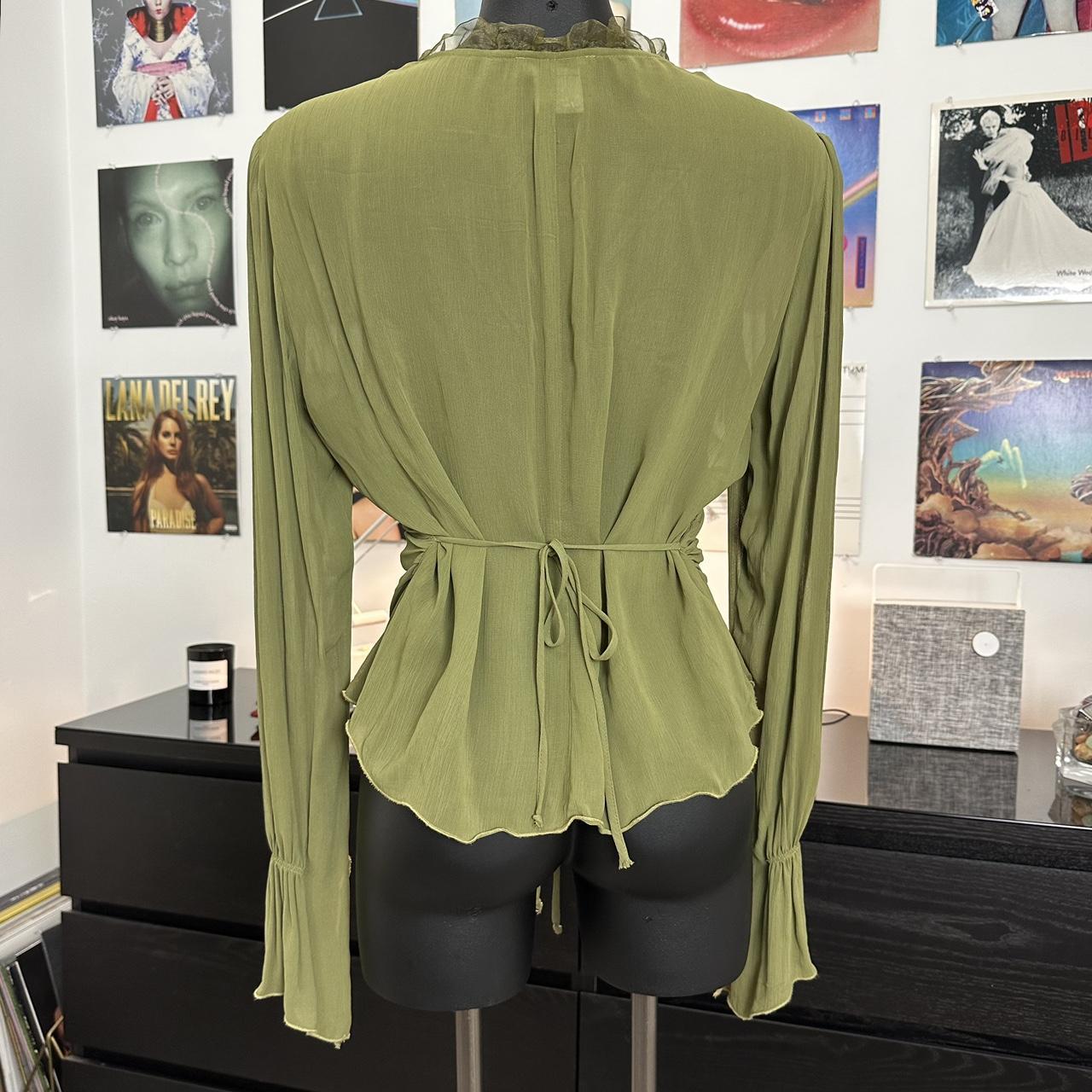 Bebe Women's Khaki Blouse | Depop