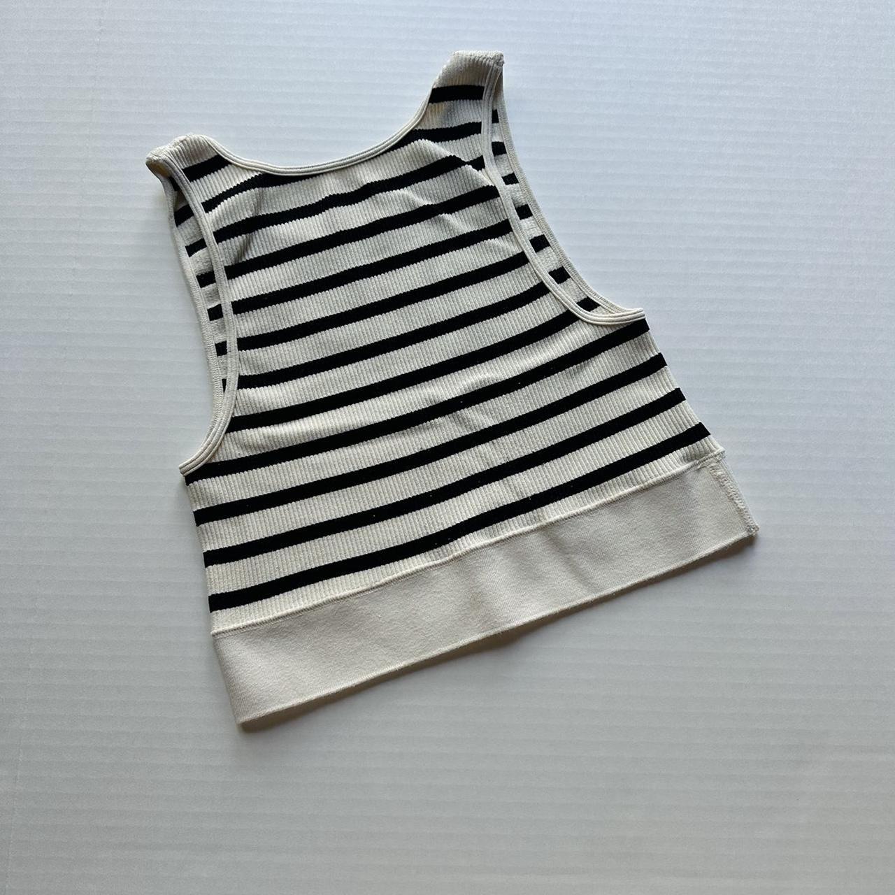 Black and white striped cropped tank M/L | Depop