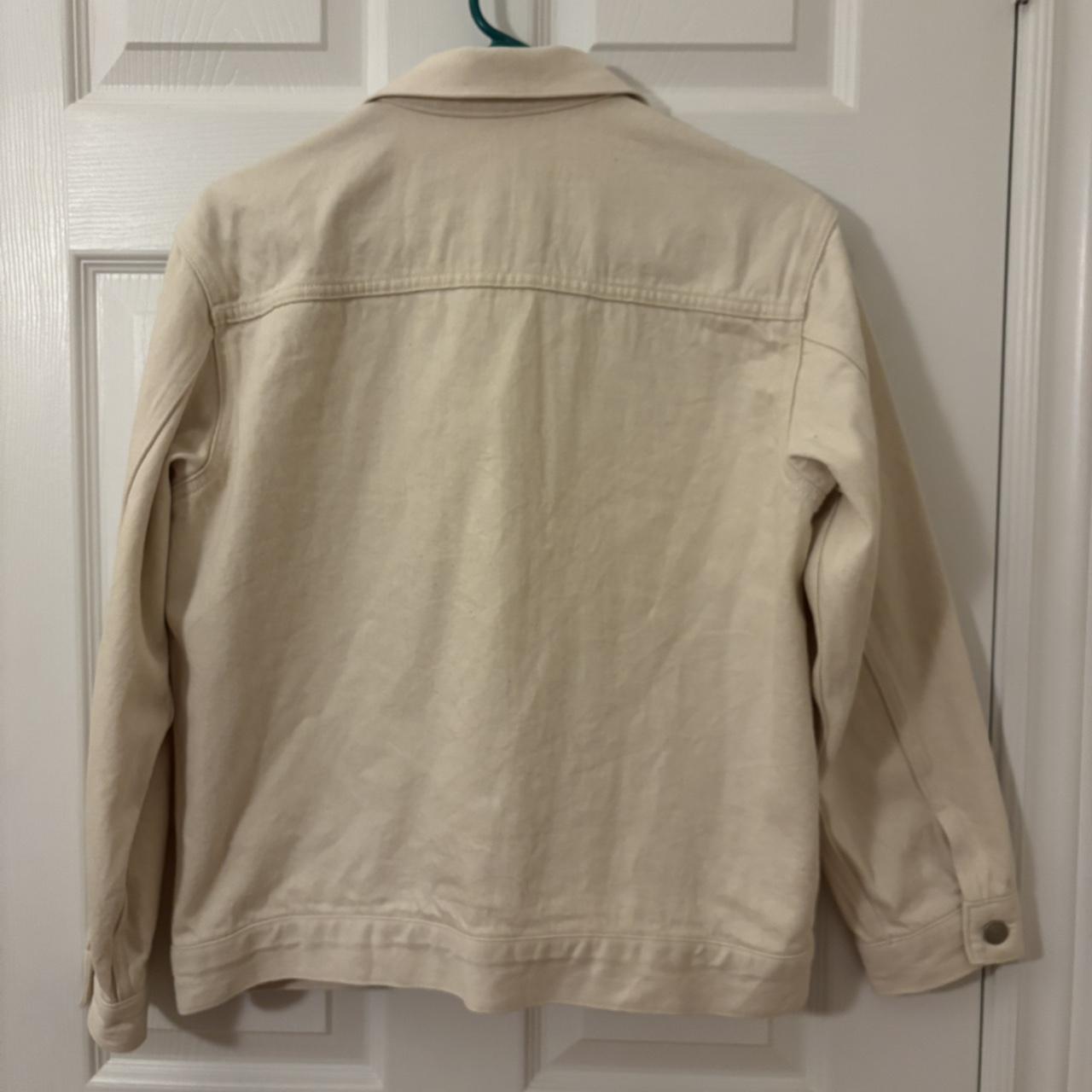 muji jean jacket in a cream colour - size... - Depop