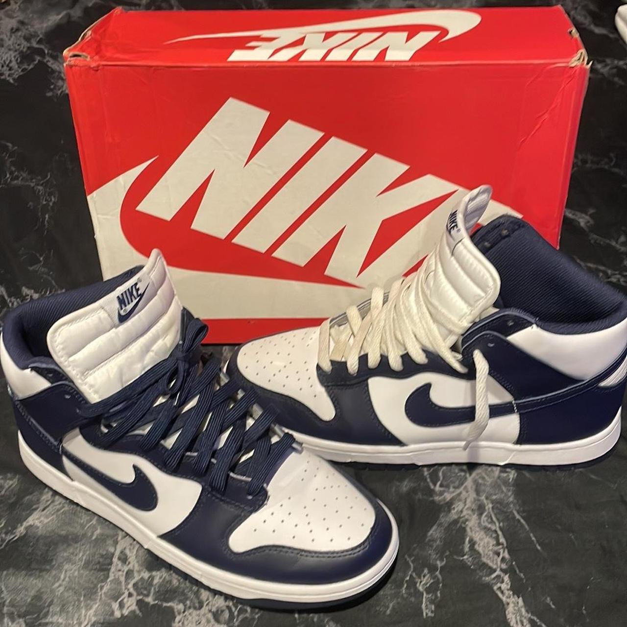 Nike Dunks Retro High Midnight Navy With Box - Depop
